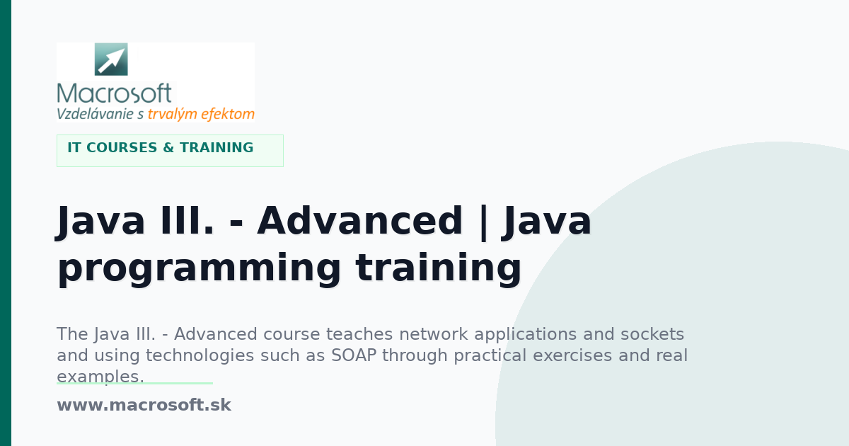 Java III. - Advanced | Java programming training